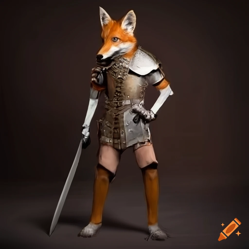 Humanoid fox in leather armor holding a sword