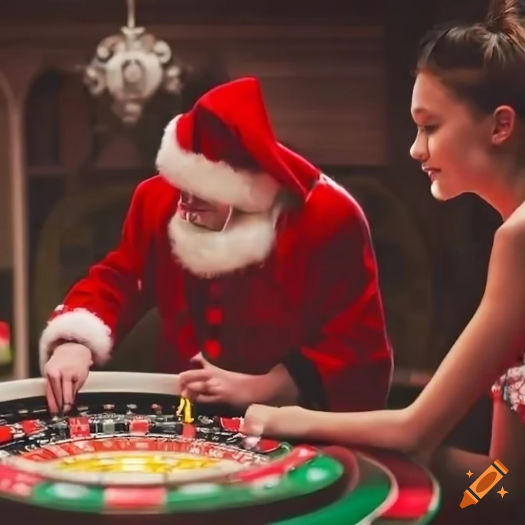Santa playing roulette in a casino on Craiyon