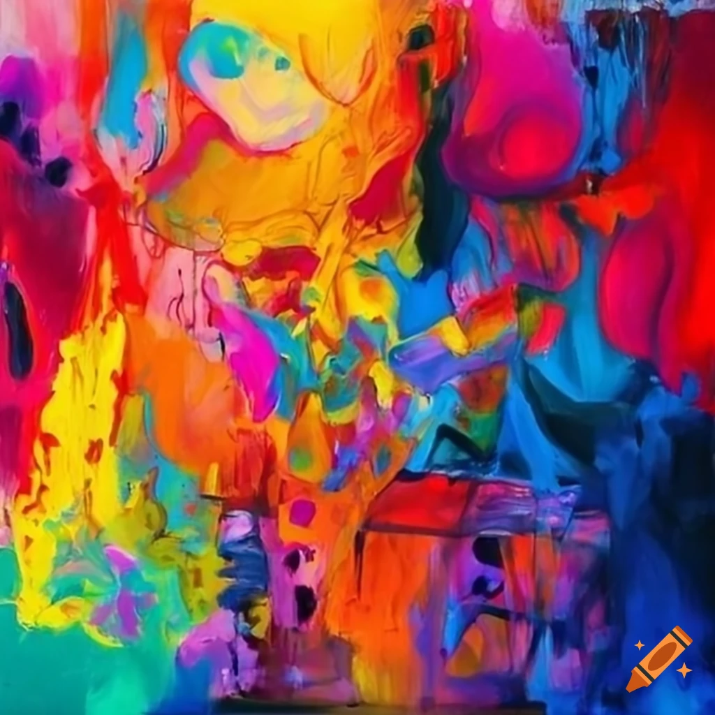 Colorful abstract painting improvisation on Craiyon