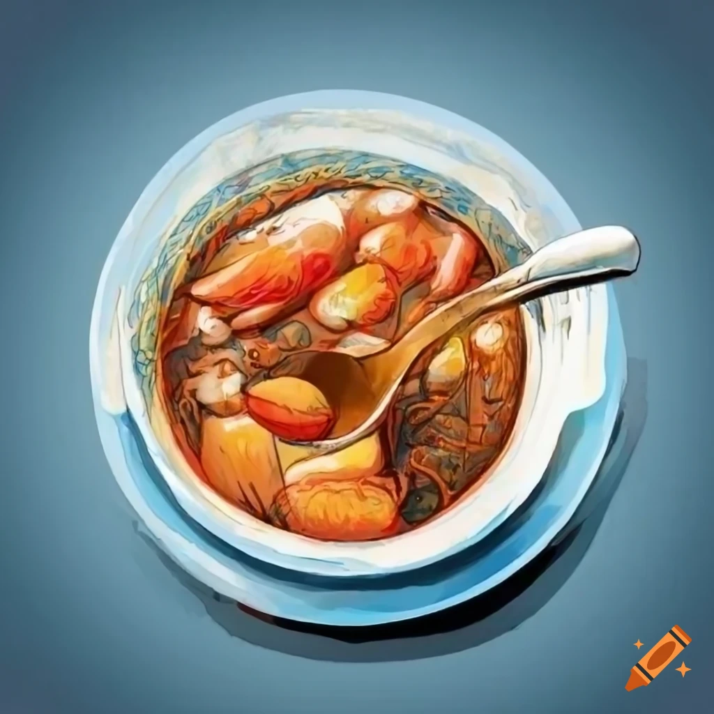 Spoon in stew drawing on Craiyon