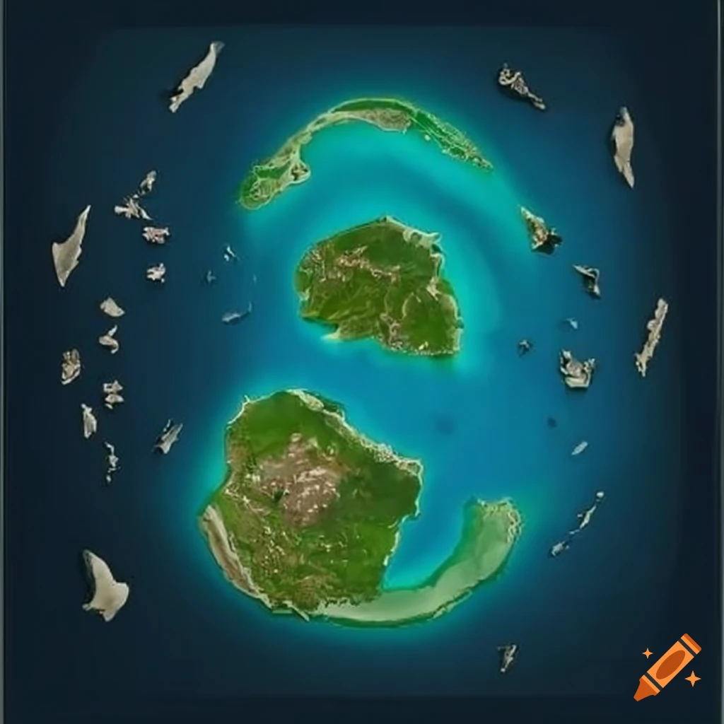 Map of an island on Craiyon