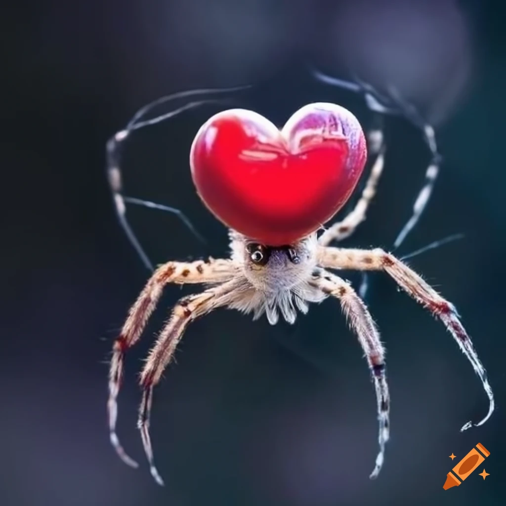Colorful spider with heart pattern on Craiyon