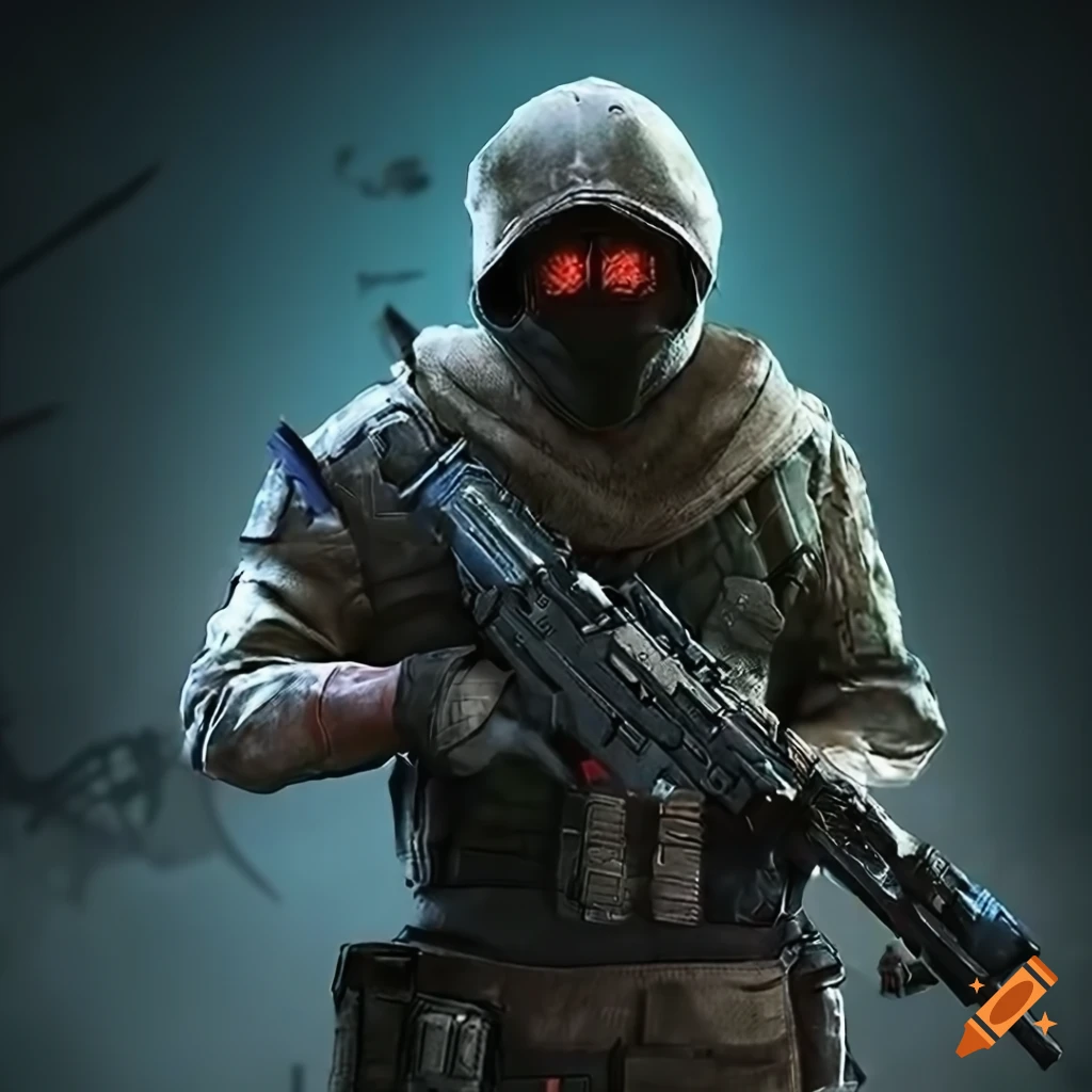 Call of duty modern warfare with rabbit mask and ghost warrior