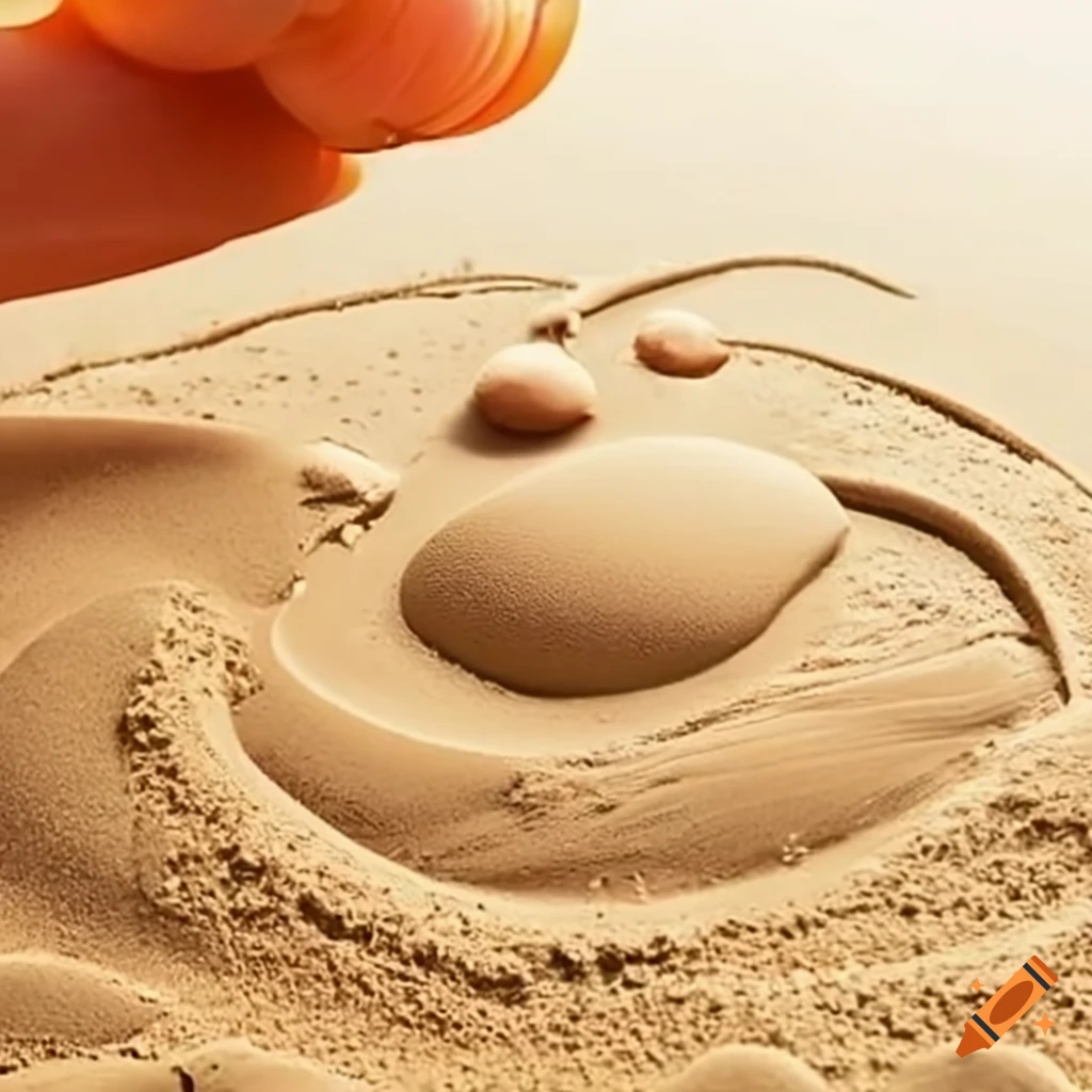 Money transforming into eco-friendly sand, eye-catching art