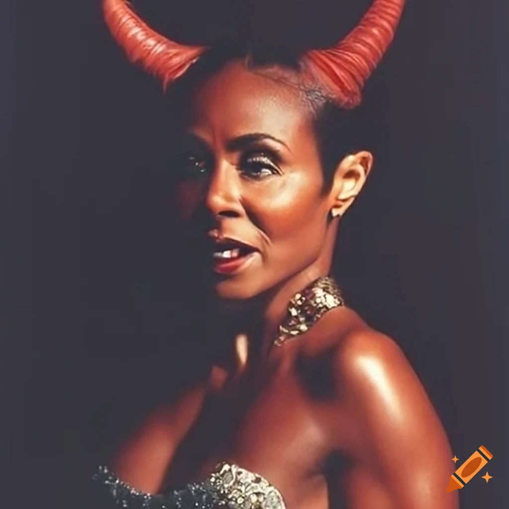 Jada pinkett smith in devil costume with horns on Craiyon