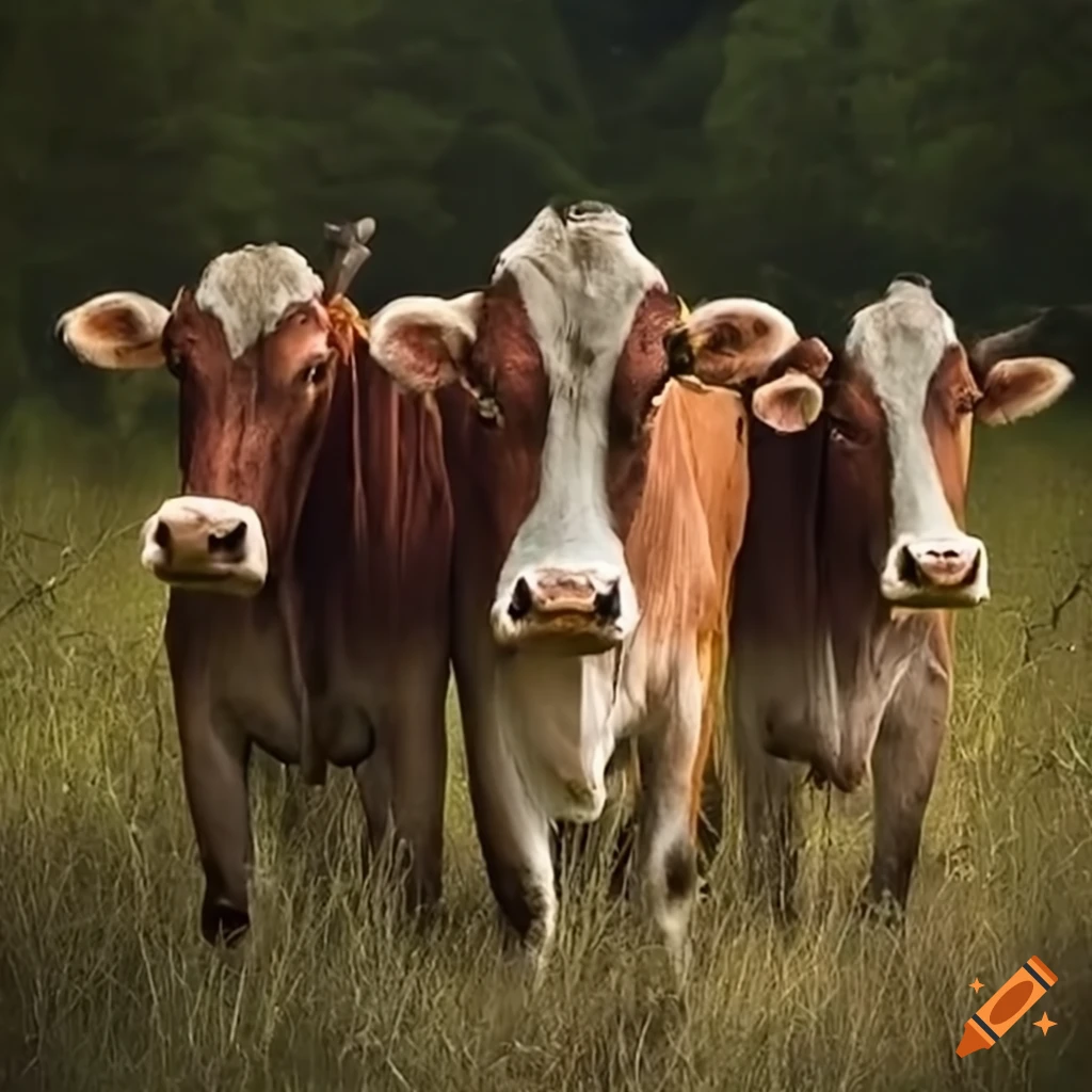 Three cows in a jungle