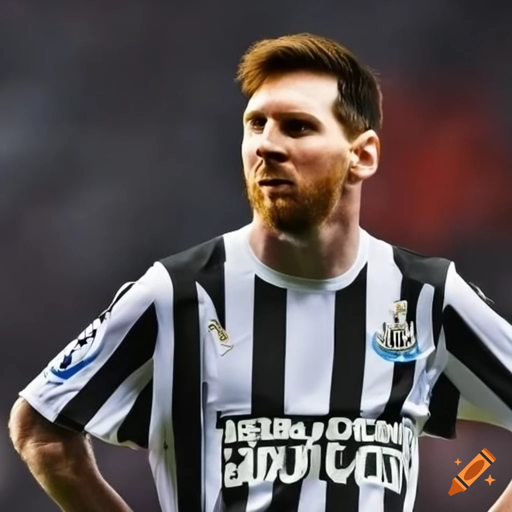 Lionel Messi in Newcastle United football club uniform on Craiyon