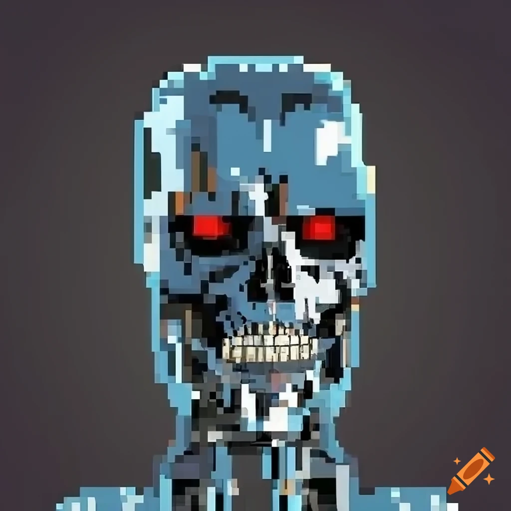 Pixel arnold terminator 2d digital artwork on Craiyon