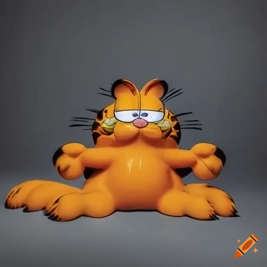 Close-up of garfield's large orange feet