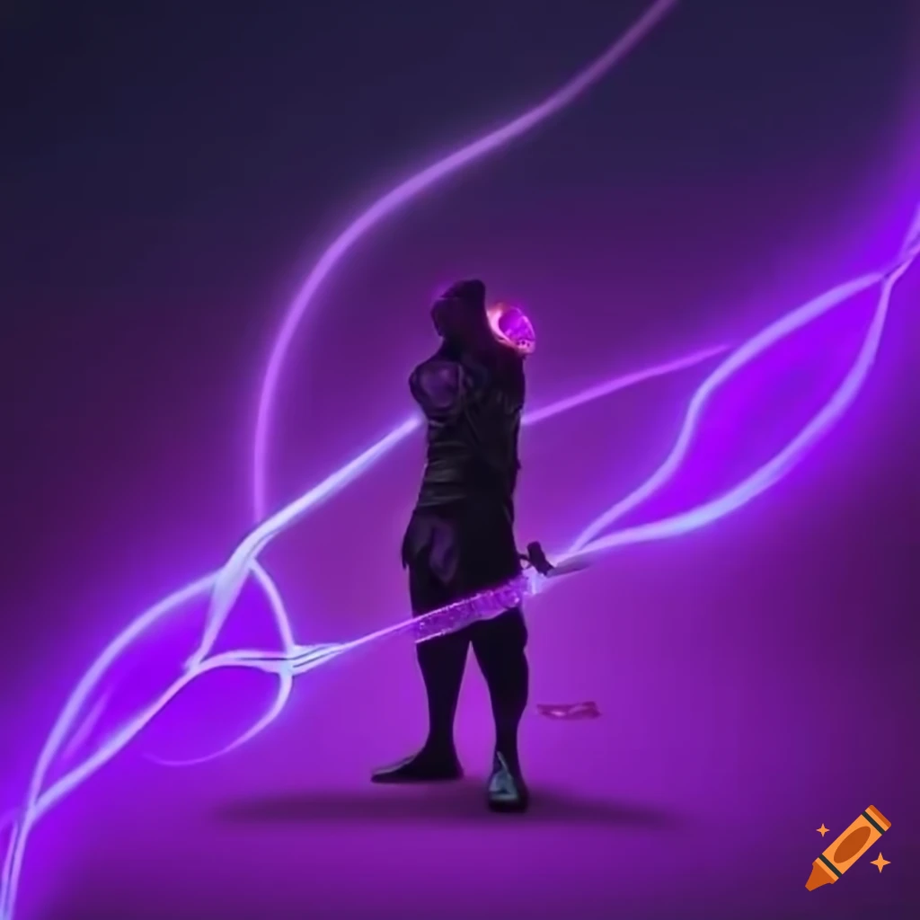 Man with a purple aura and lasso in a ninja pose on Craiyon
