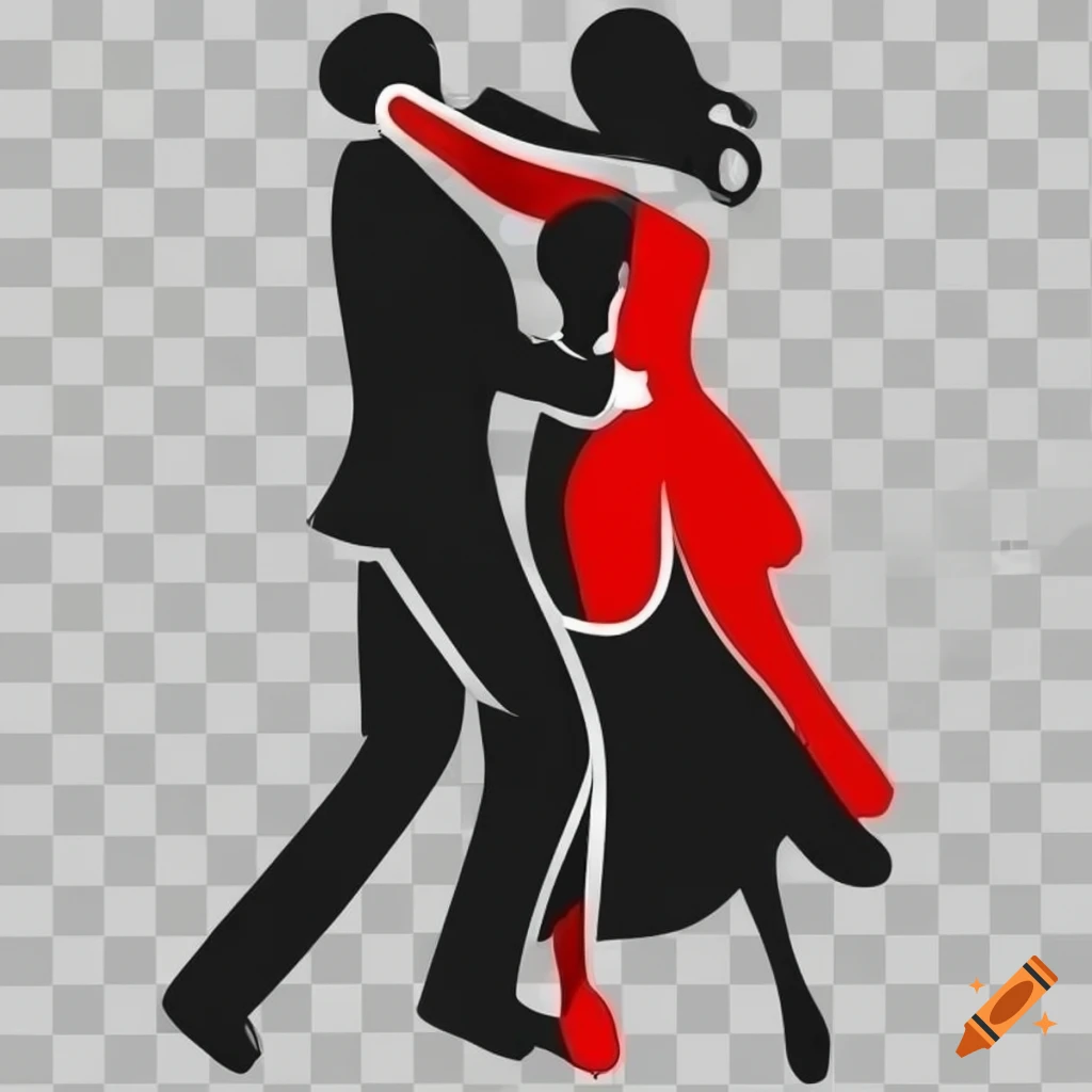 Simple red and black tango couple dancing on Craiyon