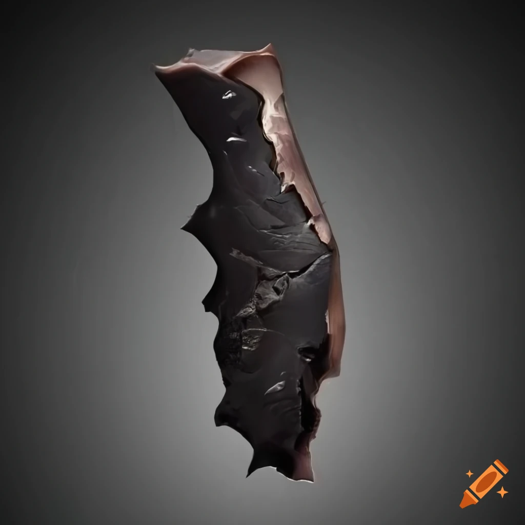 Broken piece of sharp black sword blade resembling obsidian on Craiyon