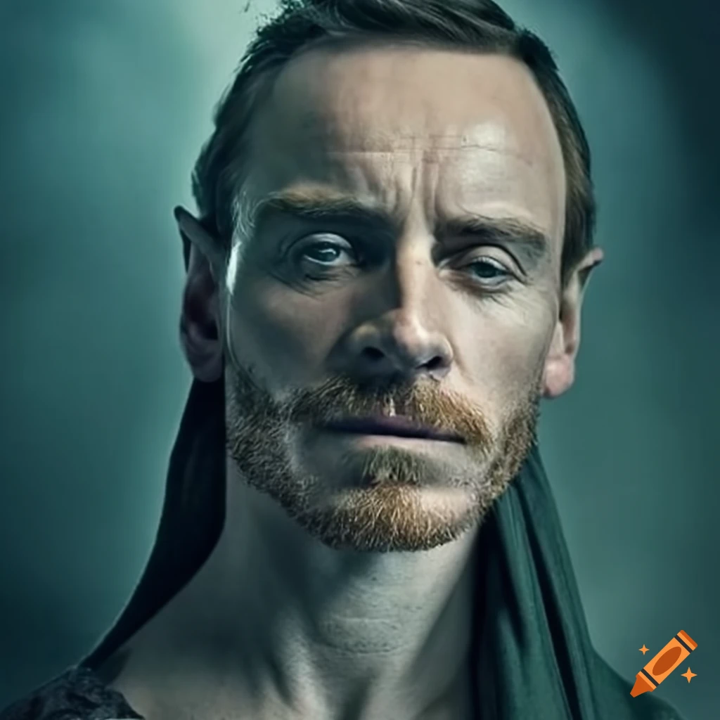 Michael fassbender as a half-elf hermit in medieval attire on Craiyon