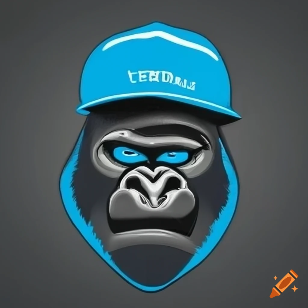 Blue Gorilla Informed Minimalist design logo with a hat on Craiyon