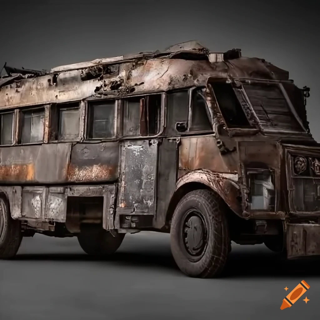Armored post-apocalyptic bus on Craiyon