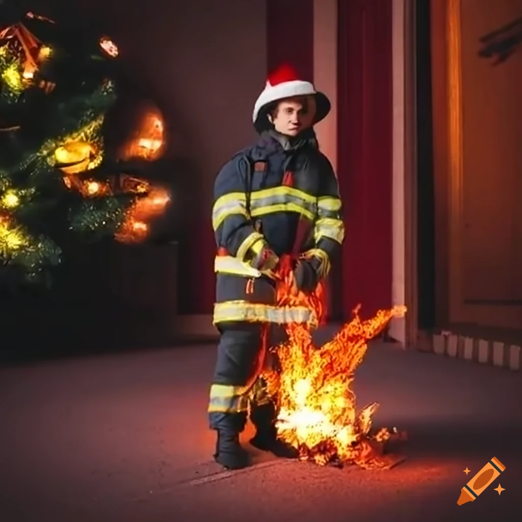 Christmas firefighter in action on Craiyon