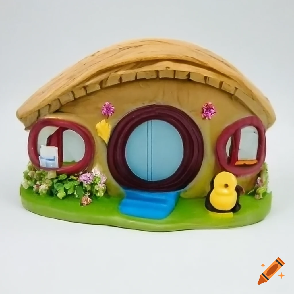 Kawaii plastic sculpture of a hobbit house