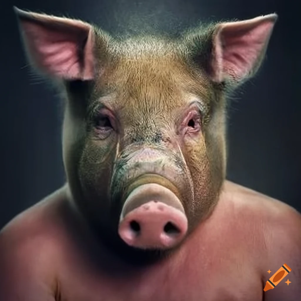 Portrait of a man with pig features on Craiyon