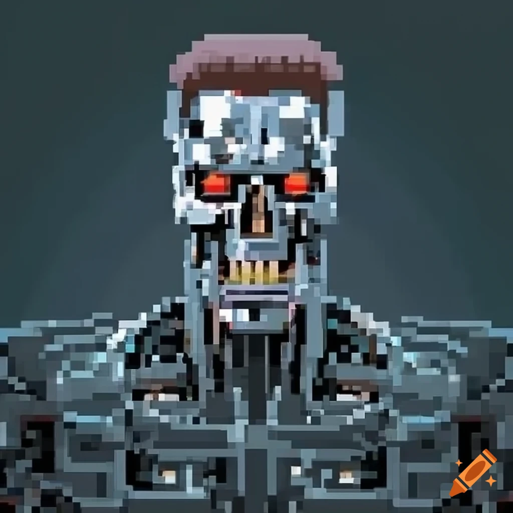 Pixel arnold terminator 2d digital artwork on Craiyon