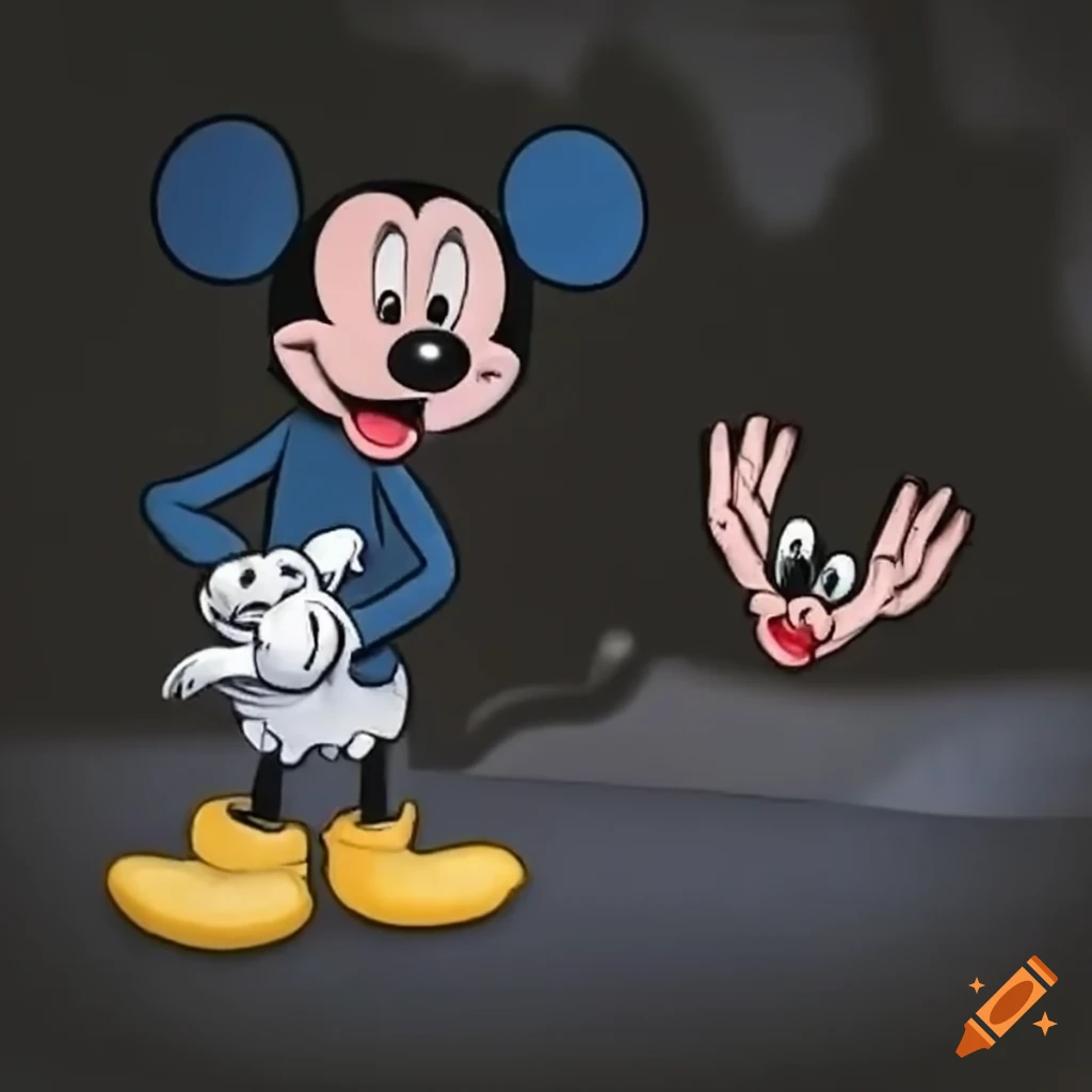 Frightened mickey mouse on Craiyon