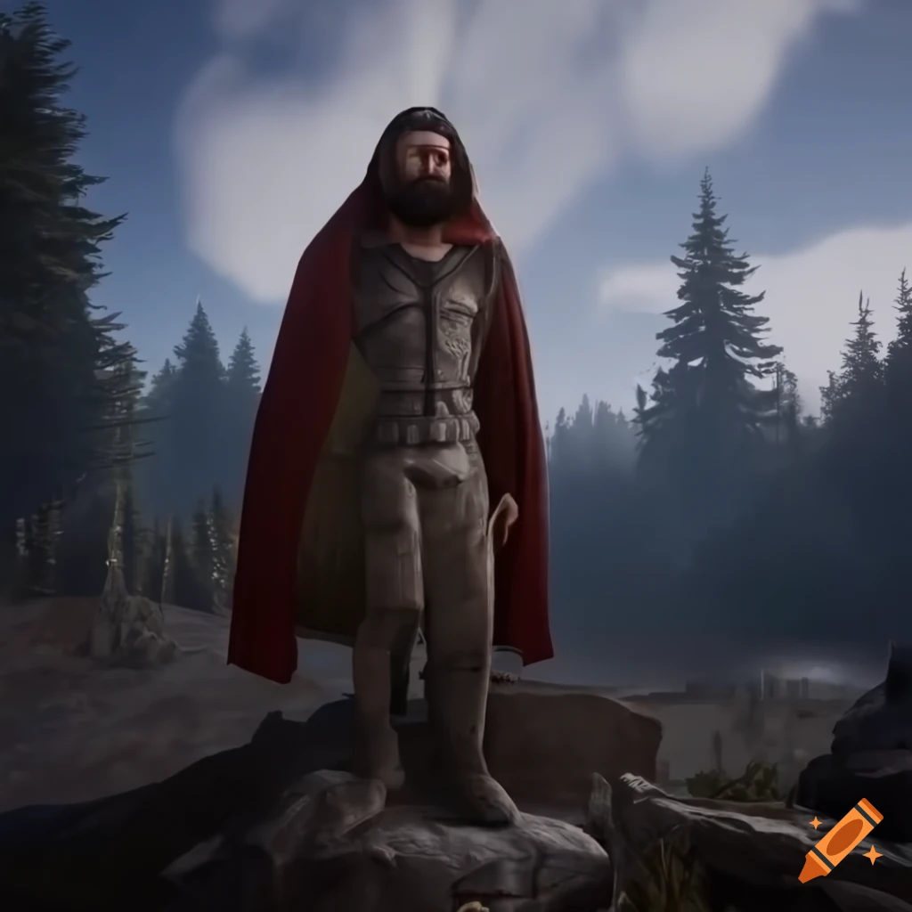 Sci-fi-fantasy portrait of a blonde-haired and long-bearded man with a ...