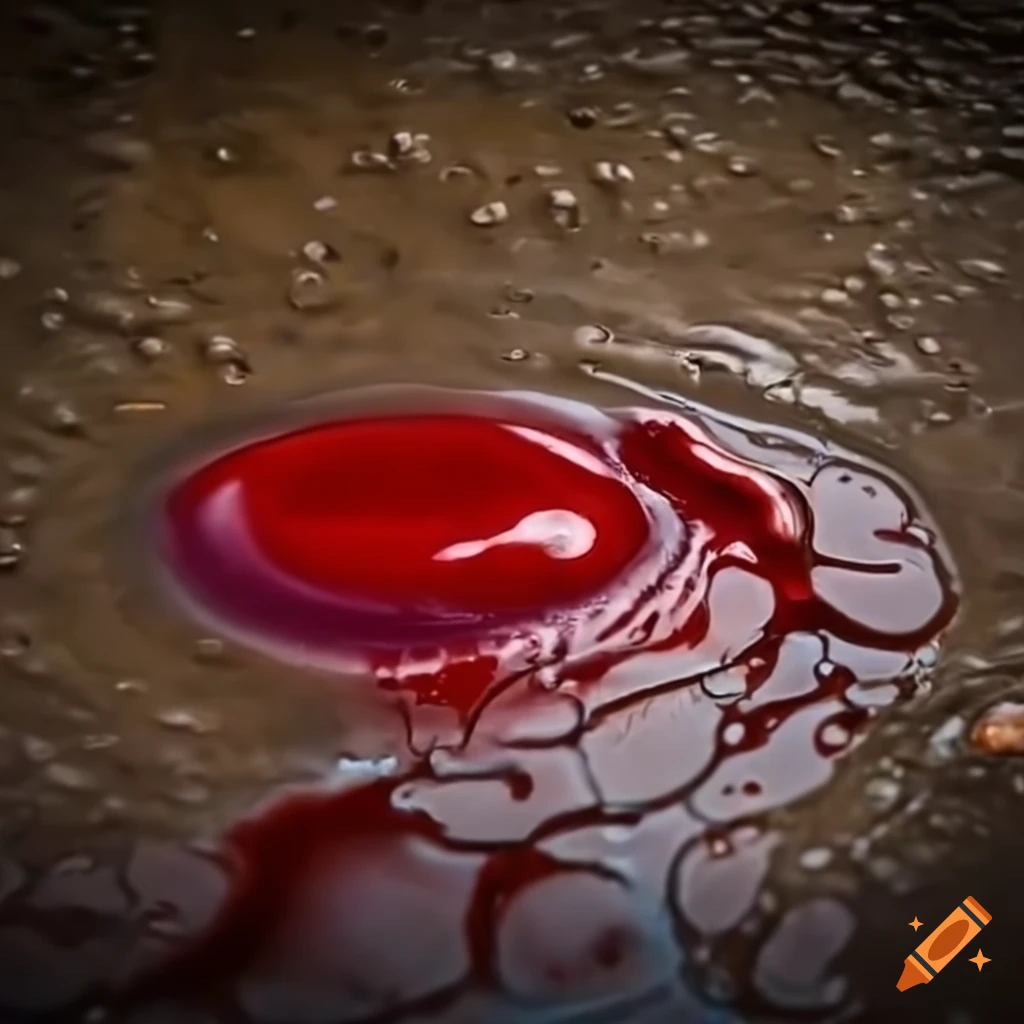 A hand in a puddle of blood on Craiyon