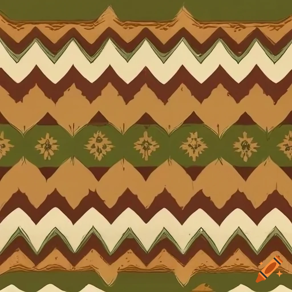 Native american pattern in green, khaki, brown, and natural colors on ...