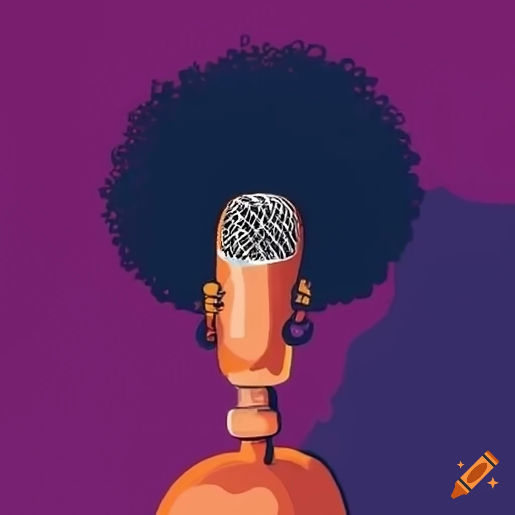 Microphone with an afro hairstyle