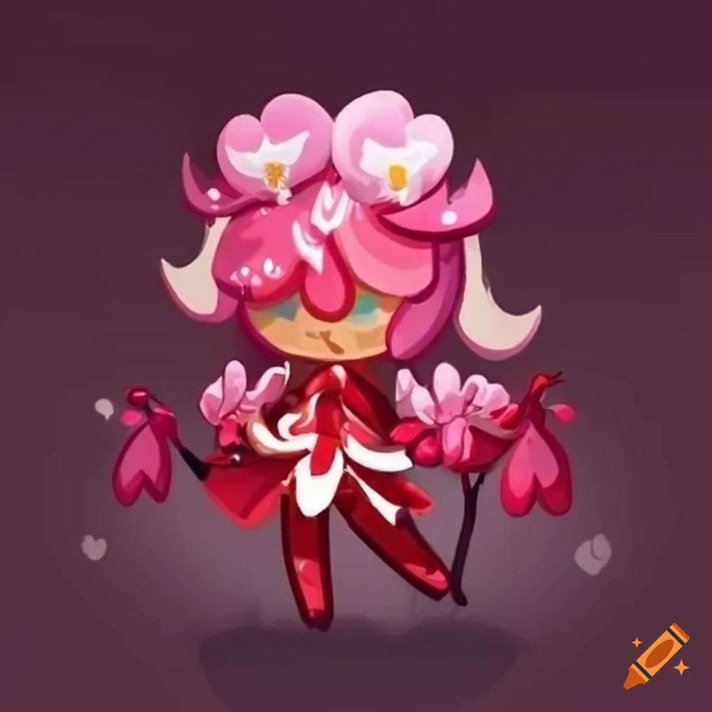 Bleeding heart flower cookie from Cookie Run Kingdom on Craiyon