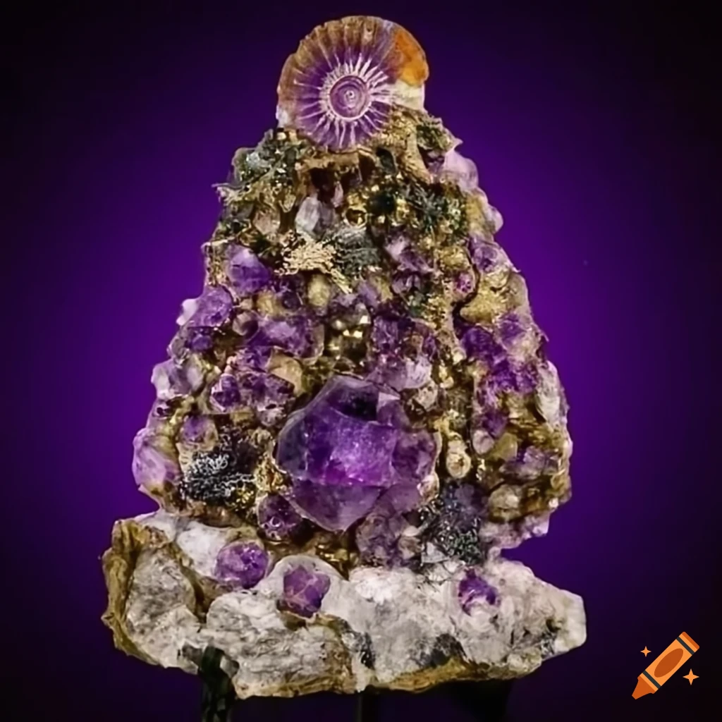 Geologist christmas tree decorated with amethyst crystals, fluorite ...