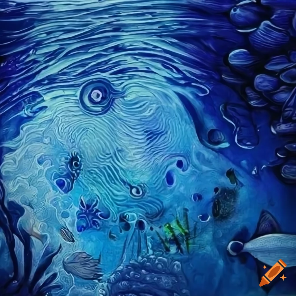 Psychedelic underwater ocean background with vibrant colors on Craiyon