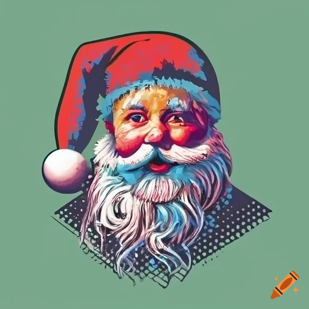 Santa claus in pop-art style painting on Craiyon