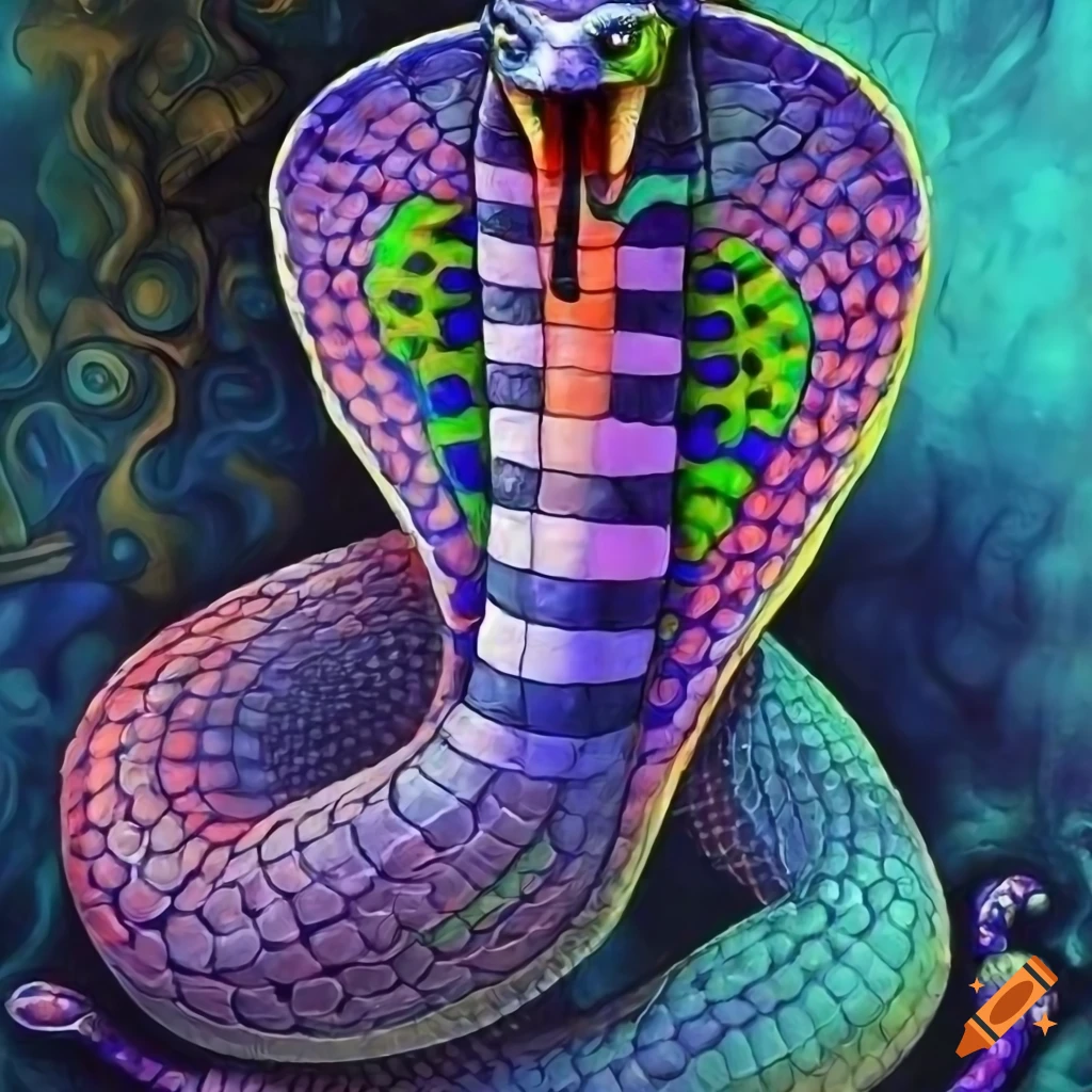 Surrealistic arborigen artwork with psychedelic cobra in a cavern on ...