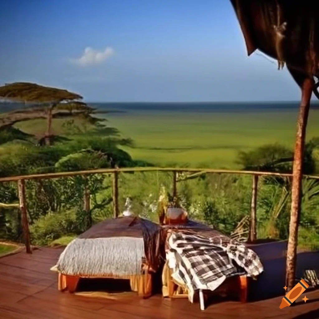 Resort in a tropical climate in maasai mara, kenya on Craiyon