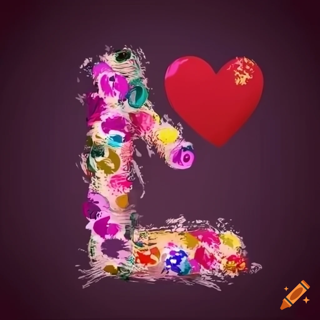 Colorful dog paw prints and heart-shaped letter l on a white background ...