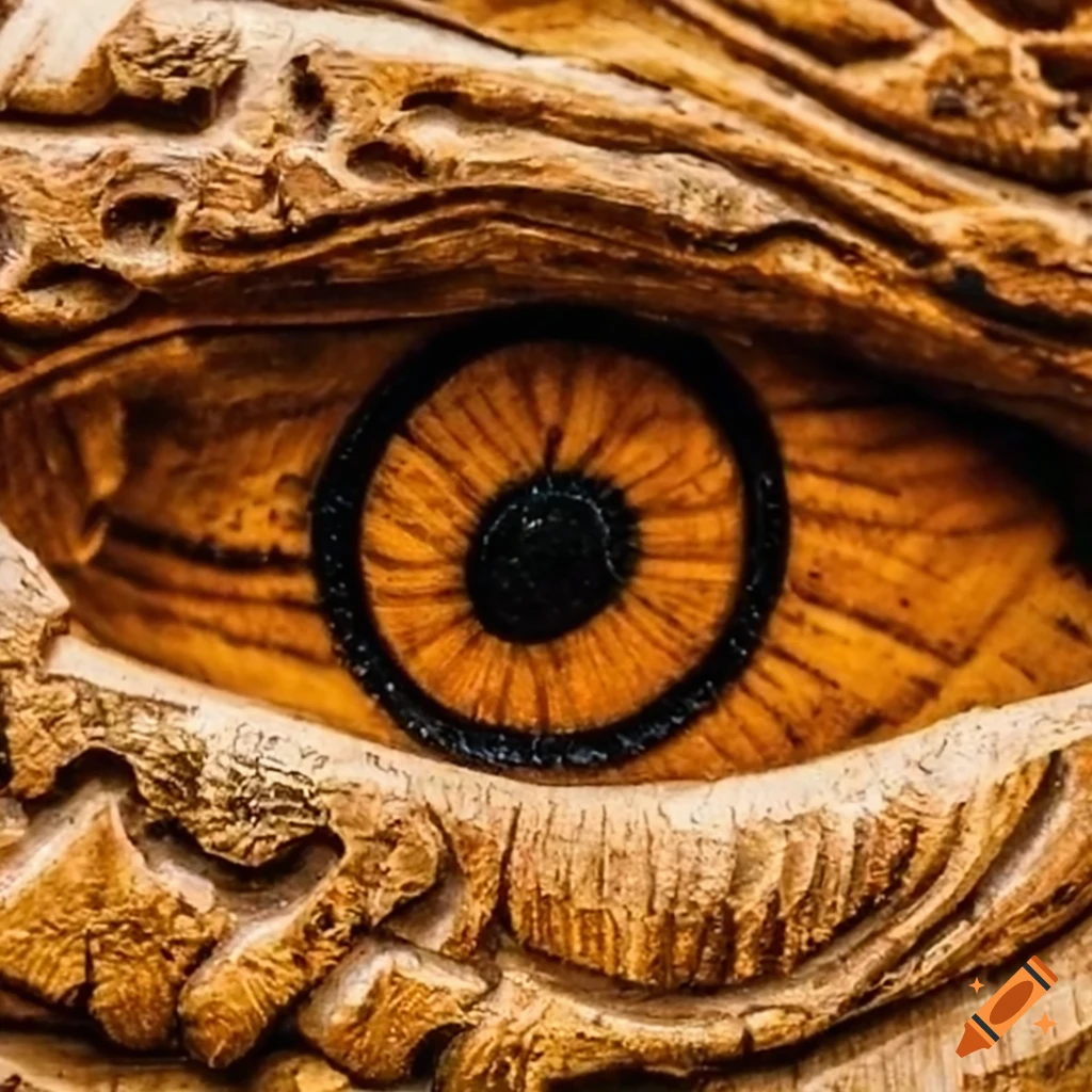 Eye carved in wood on Craiyon