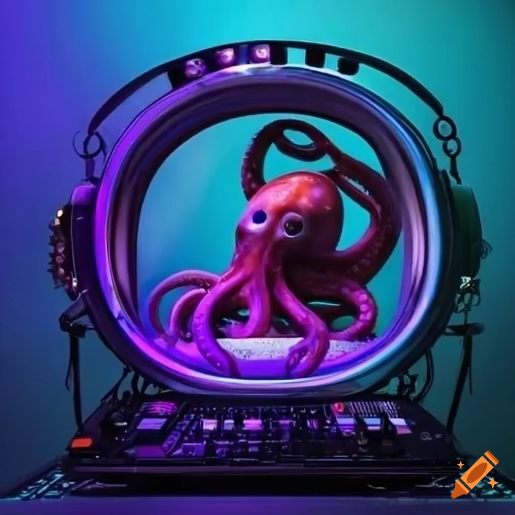 Octopus laptop dj musician on Craiyon