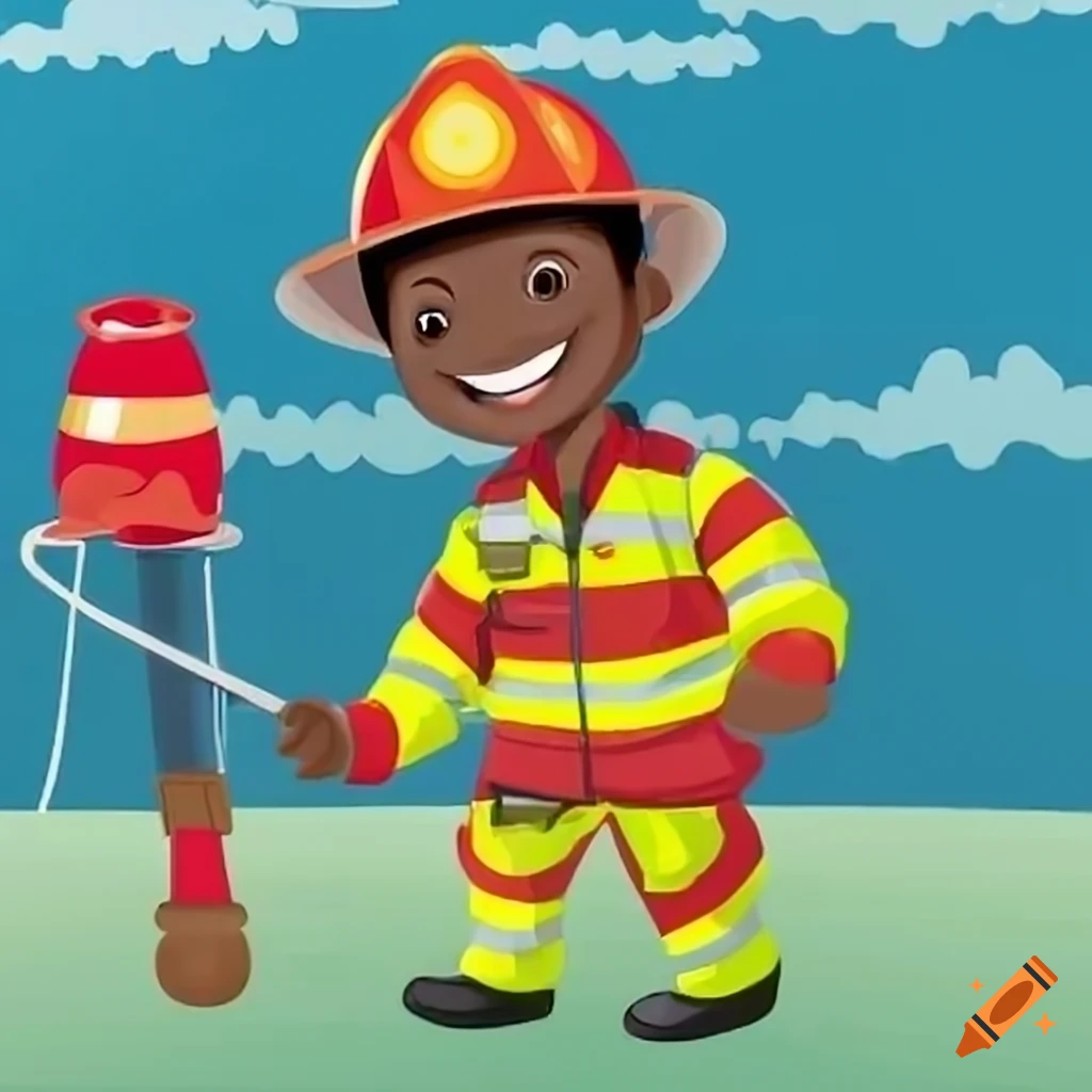 Smiling african american fireman on Craiyon