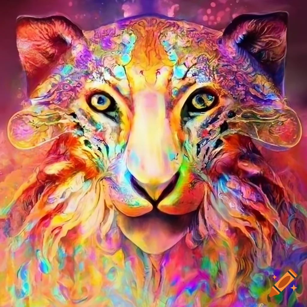 Fantasy animal creature in hologram art nouveau style with pastel ...