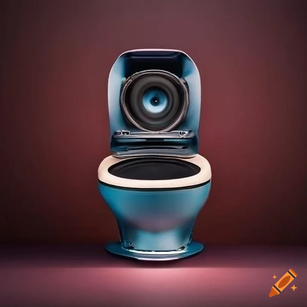 Modern speaker with built-in luxury toilet on double decker bus on Craiyon