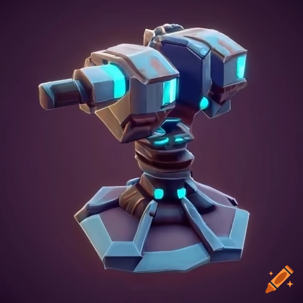 Stylized turret weapon on Craiyon