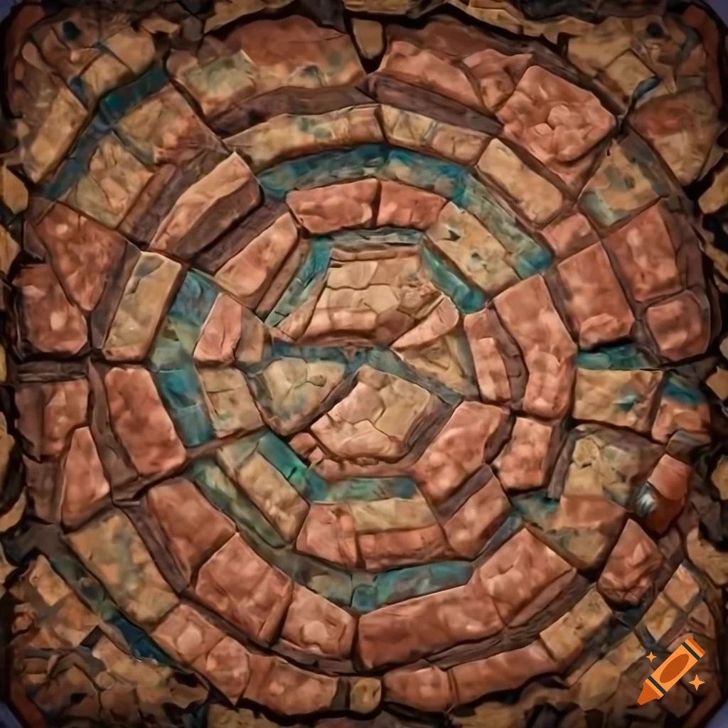 Conan Exiles style dungeon sand floor with colorful stone mosaic ...