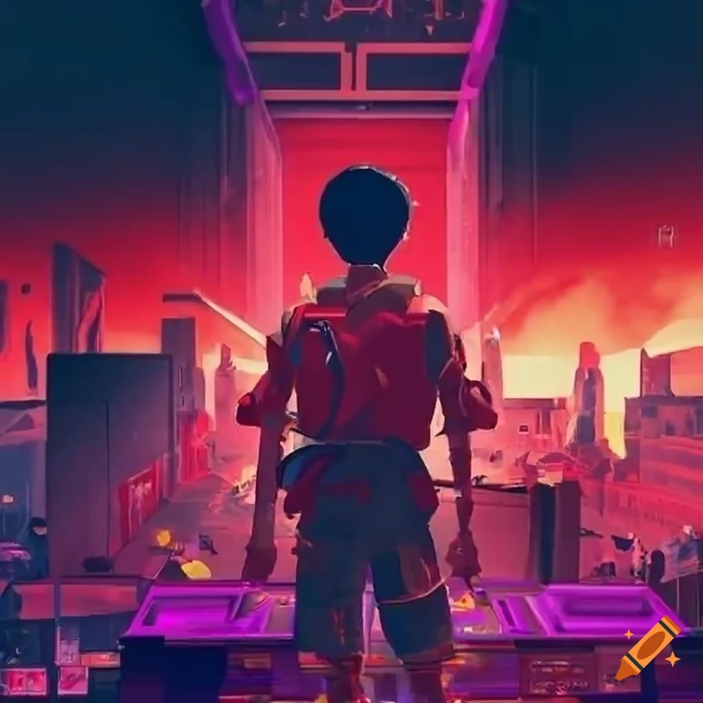 Akira transmorphism arcade game outrun on Craiyon