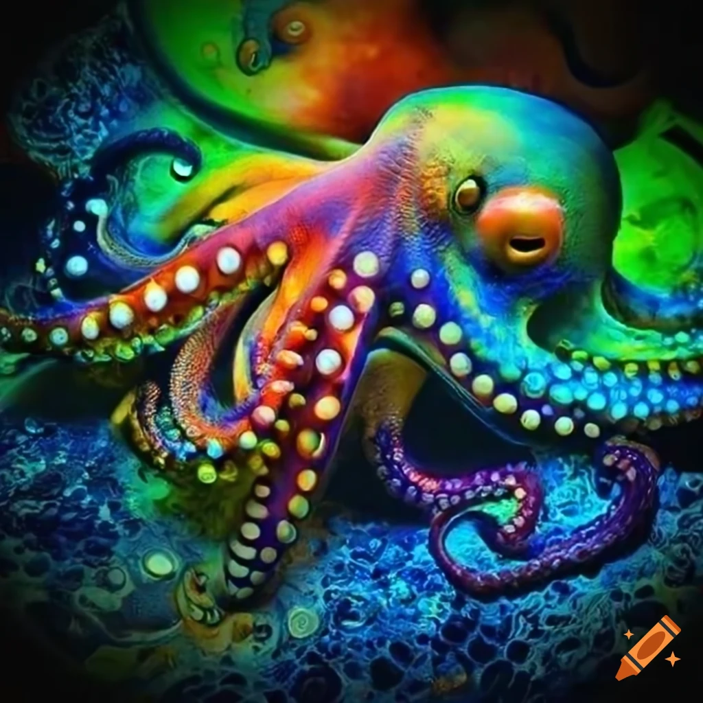 Rainbow-colored octopus on Craiyon