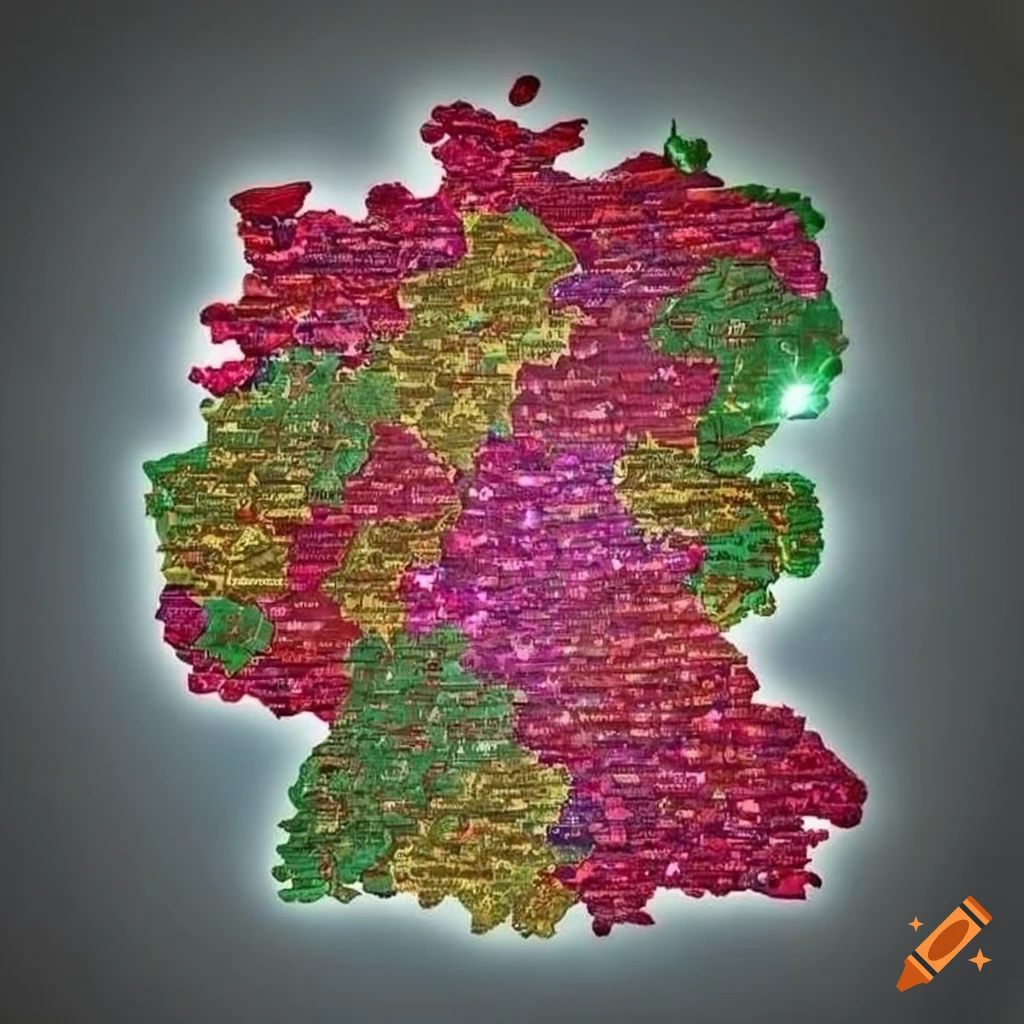 Map of germany filled with shiny colorful christmas tree ornaments on ...