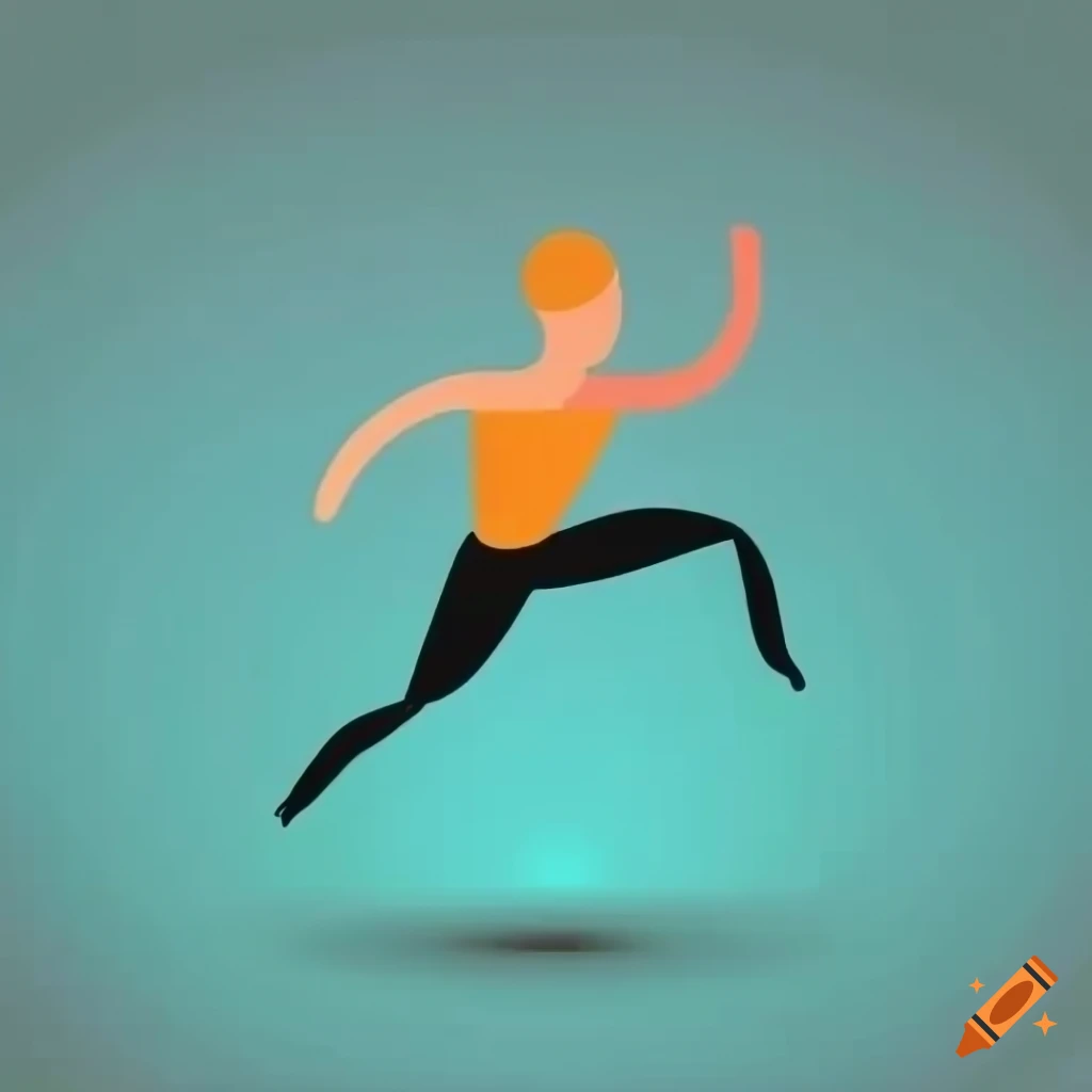 Stylized icon of a jumping man demonstrating agility on Craiyon
