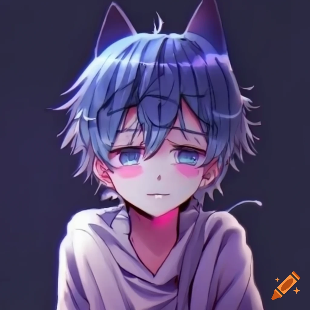 Sad anime catboy on Craiyon