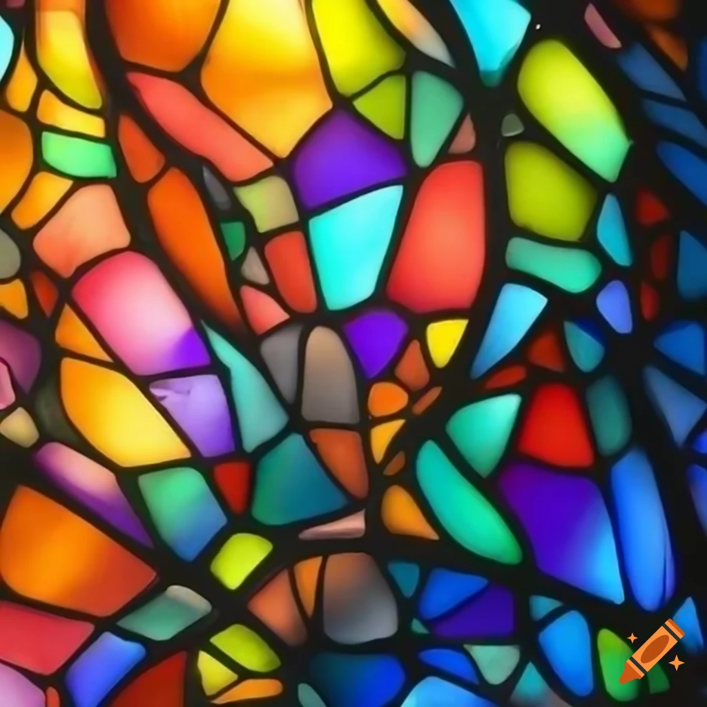 Light streaming through stained glass with rainbow colors on Craiyon