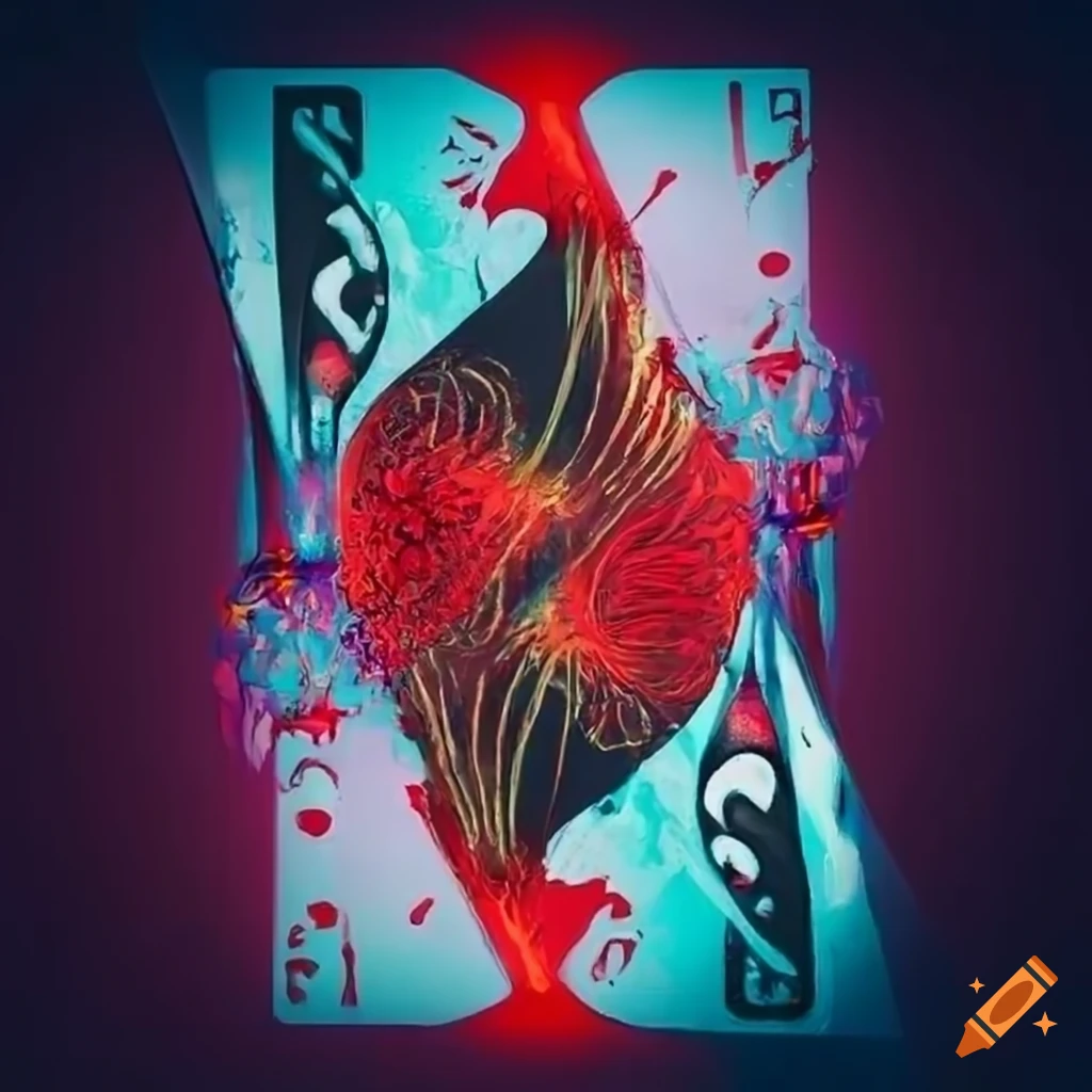 Surrealistic 3d card design with the ace of hearts on Craiyon