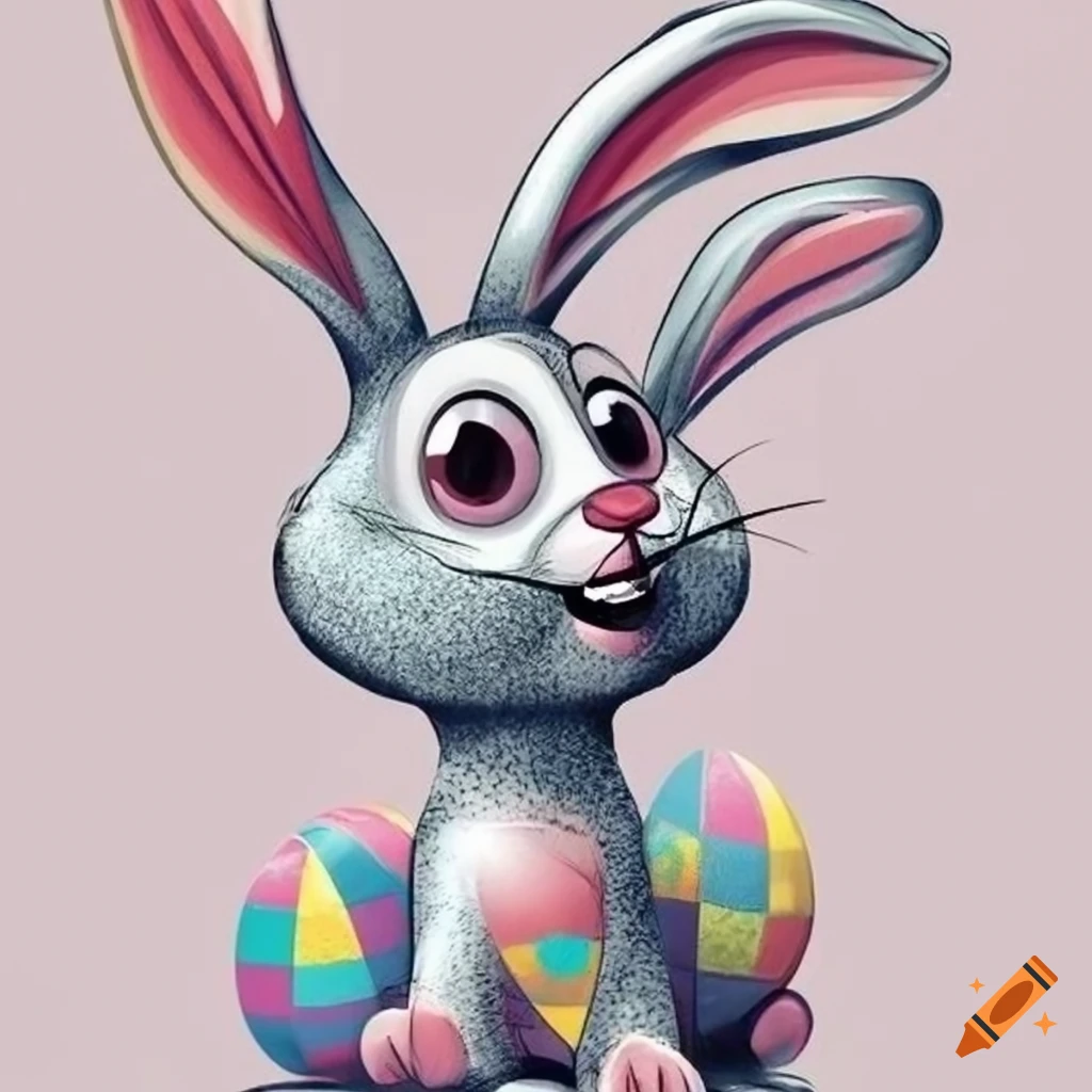 Colorful pixar disney style easter rabbit character design with ...
